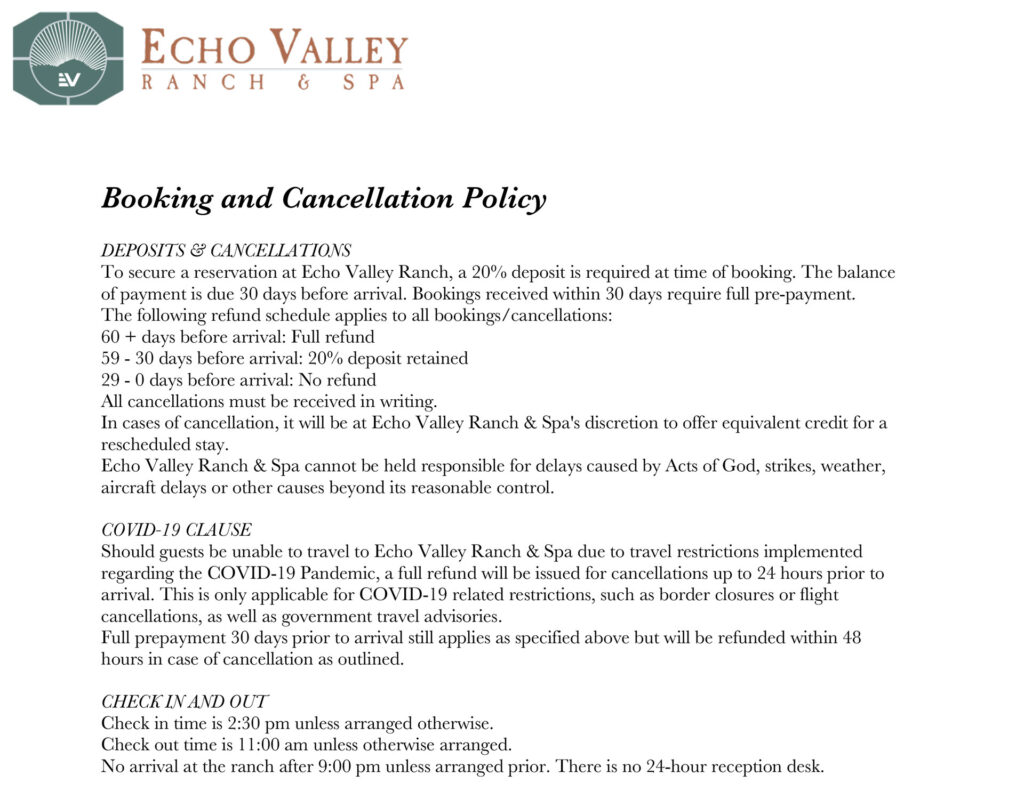 Travel Consultants | Echo Valley Ranch & Spa